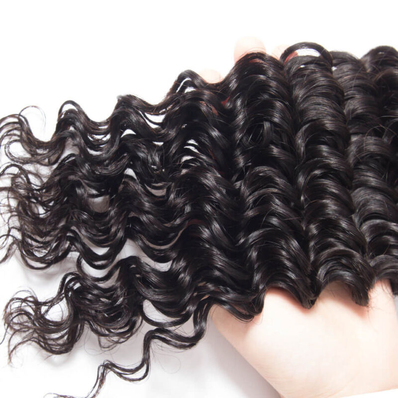 Malaysian Deep Wave 4 Bundles With Closure 10A Deep Wave Curly Human ...