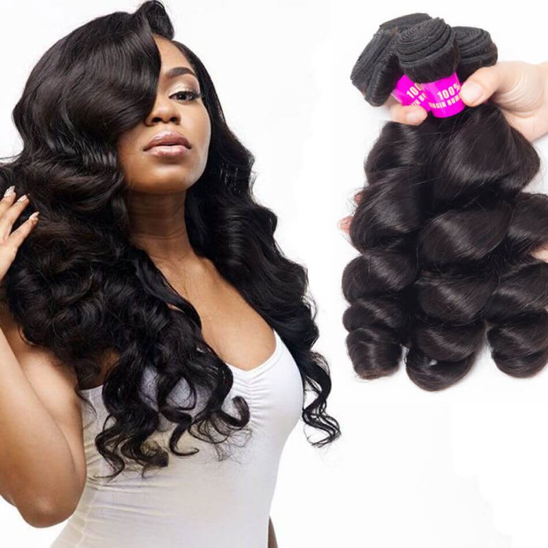 Loose Wave Human Hair Weave 4 Bundles Peruvian Virgin Evan Hair 10A ...