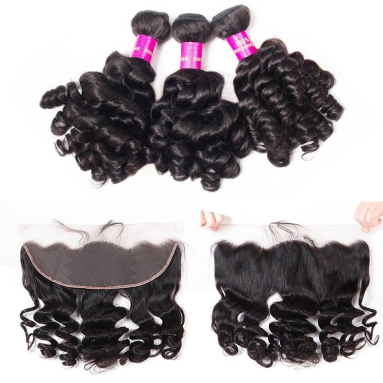 Virgin Peruvian Deep Wave Hair 3 Bundles With Frontal 10A Human Hair ...