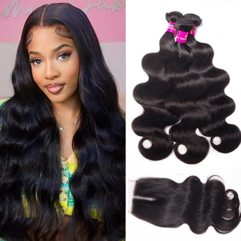 Body Wave 3 Bundles With Closure 10A Malaysian Virgin Human Body Wave ...